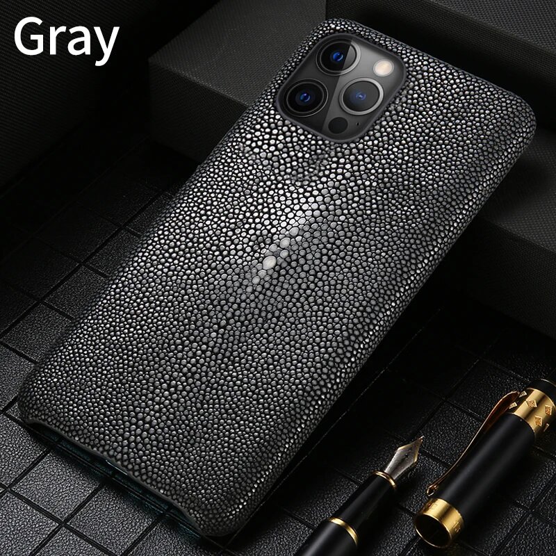 Натуральный чехол для телефона из кожи ската для iPhone 17 16 15 12 13 14 Pro Max Air Plus 11 18 ProMax, ударопрочный задний чехол