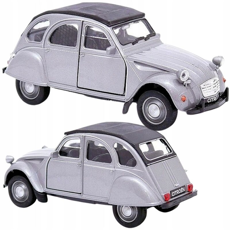 Welly. Коллекционная машинка "Citroen 2CV" (Soft-top) 43625H-W-S. G, серебристо-серая, инерционная, масштаб 1:38