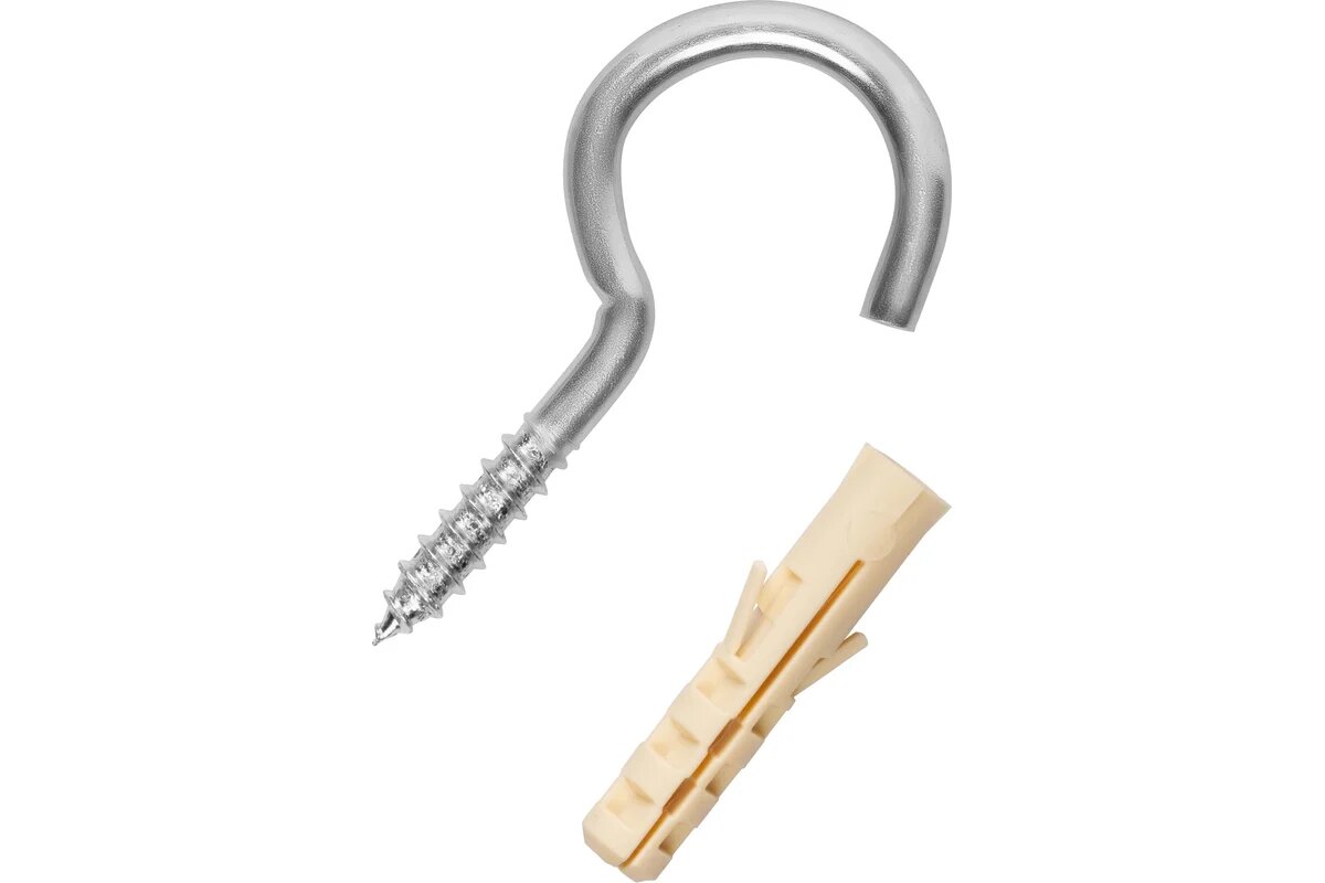 Крюк-шуруп европартнер Zn d4,2×L50 мм, набор 6 шт, цинковое крепление для монтажа