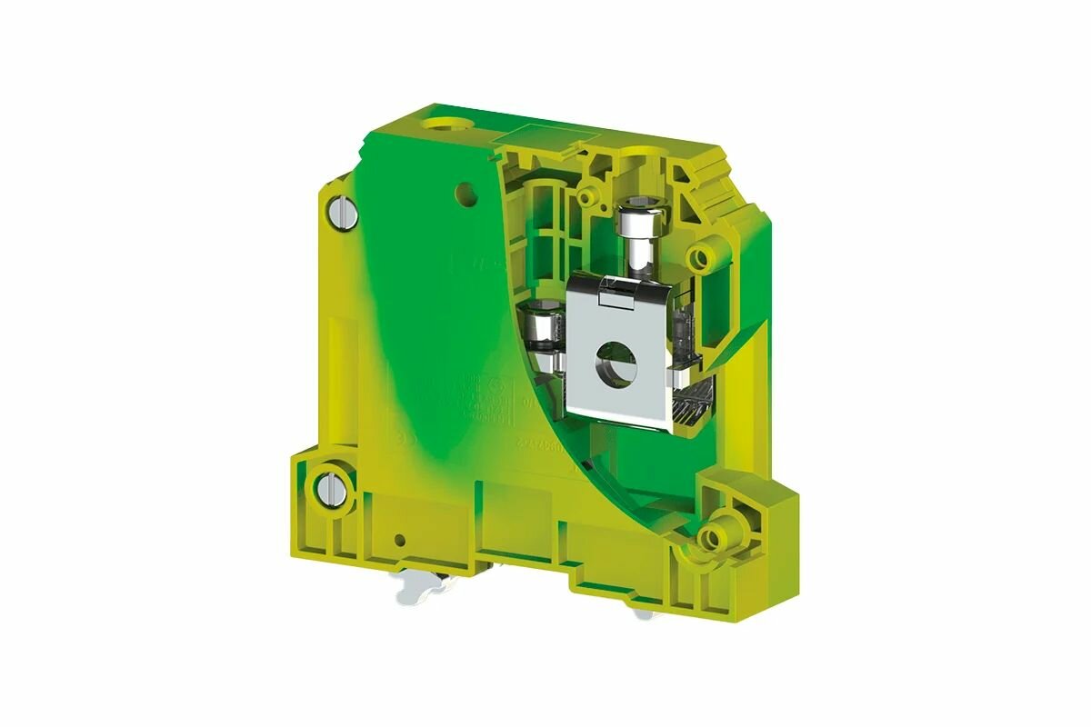 Клеммник на DIN-рейку Klemsan 50 мм. кв, земля; AVK50 T 10 шт. 0.0.0.3.334190