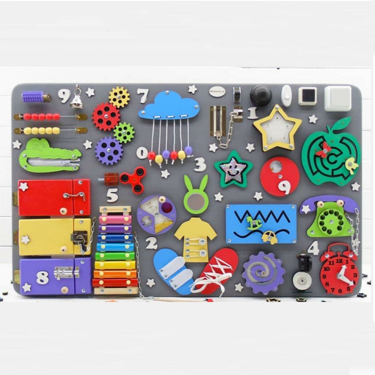Бизиборд DIY Игрушки Монтессори Замок Мобильные Дети Деревянные Фишки Обучение Навыкам Игра Родитель-Ребенок Головоломка