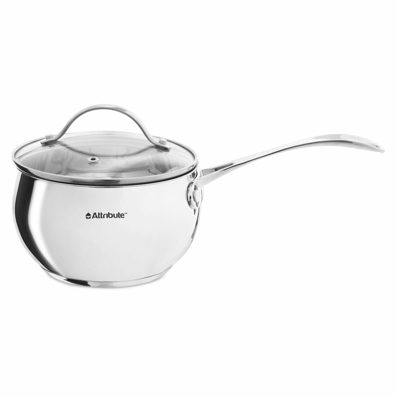 Attribute Optima Ковш 2.1 л из нержавеющей стали со стеклянной крышкой и прочной ручкой