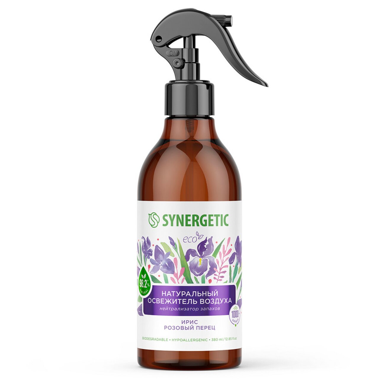 Synergetic Освежитель воздуха Ирис и розовый перец, 380 мл, длительный аромат