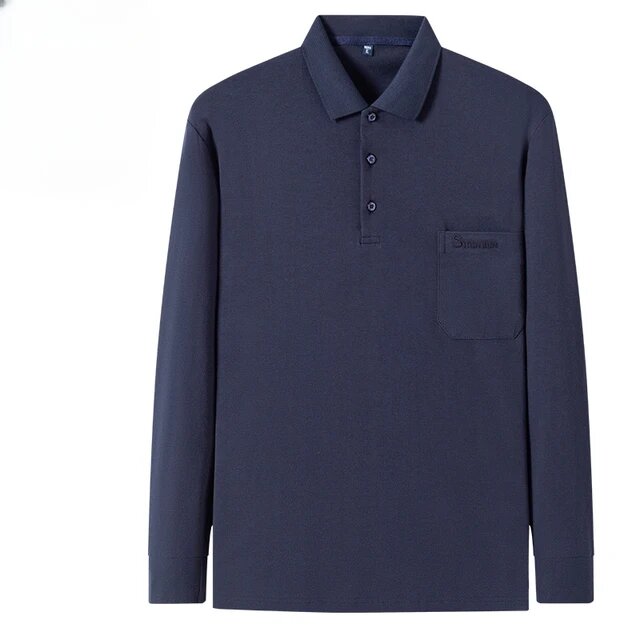 Модная Популярная Корейская рубашка-поло из 100% хлопка с длинными рукавами для мужчин, приталенная Повседневная Простая рубашка, элегантная дизайнерская офисная одежда