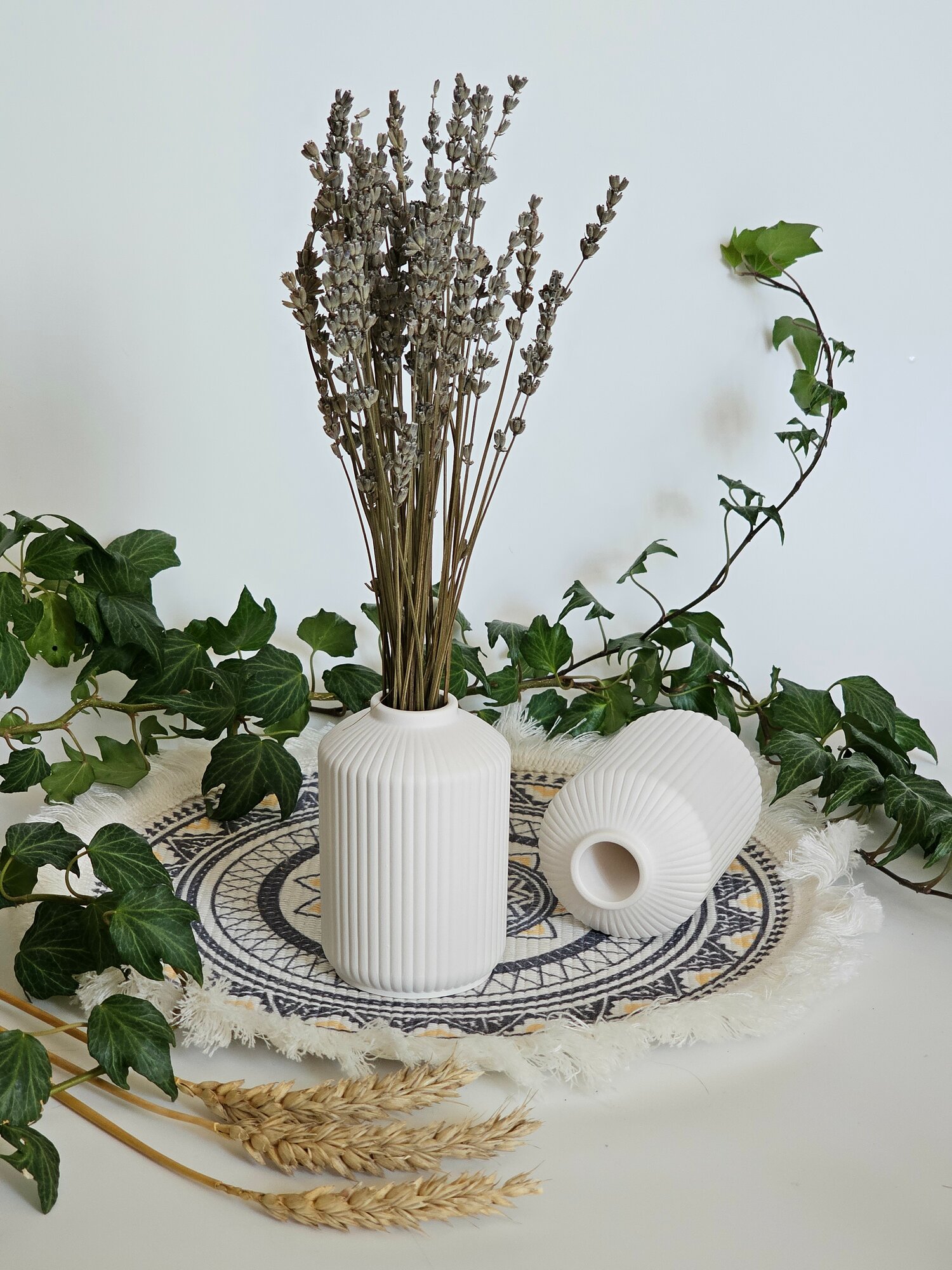 Ваза для сухоцветов"Греция", настольная, белая, гипс, высота 10 см