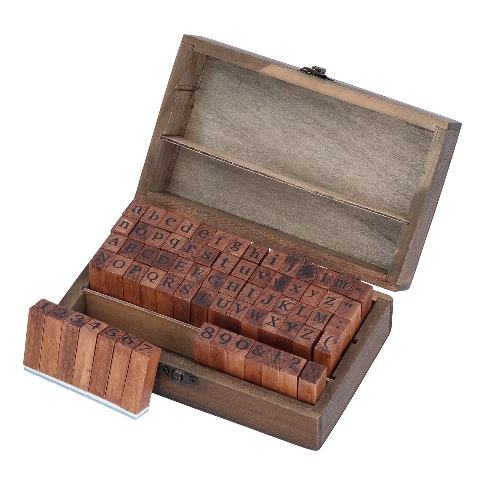Деревянный резиновый штамп DIY алфавит числа символы набор штампов с коробкой для хранения для детей