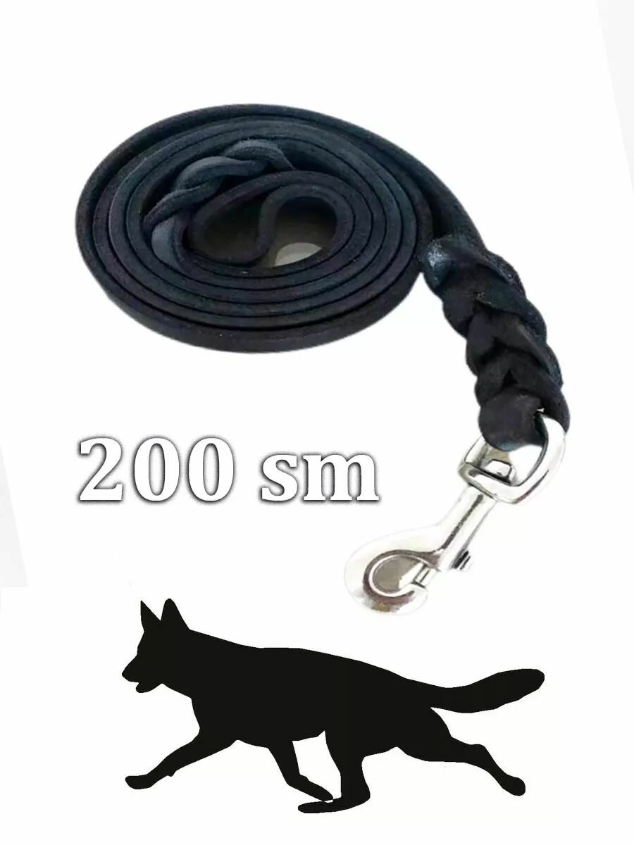 Поводок для собак длинный кожаный 200 см карабин латунь