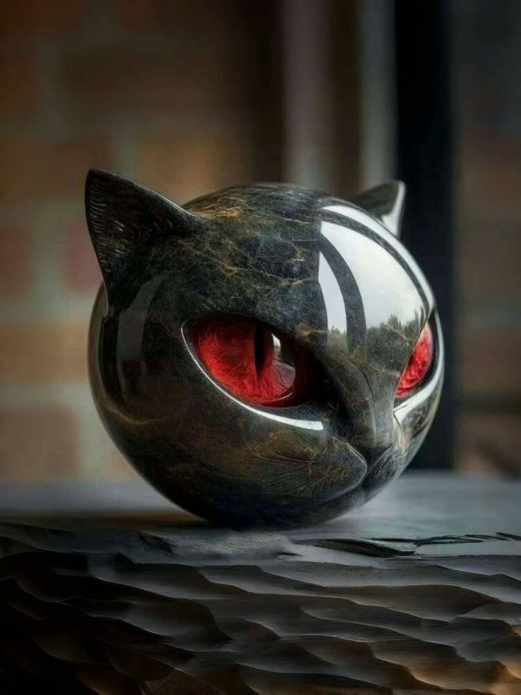 Статуя черной кошки, глаза из драгоценных камней, украшение на Хэллоуин