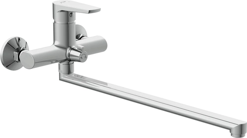 Смеситель с длинным изливом для ванны Cersanit Moduo 64098 поворотный, латунный, хром, глянцевый, смеситель для ванны с душем, рычажный