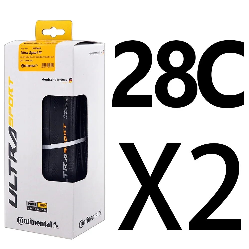 Continental Ultra Sport III 700x23/25/28c черная складная шина, USIII 700x28c 1 Pair