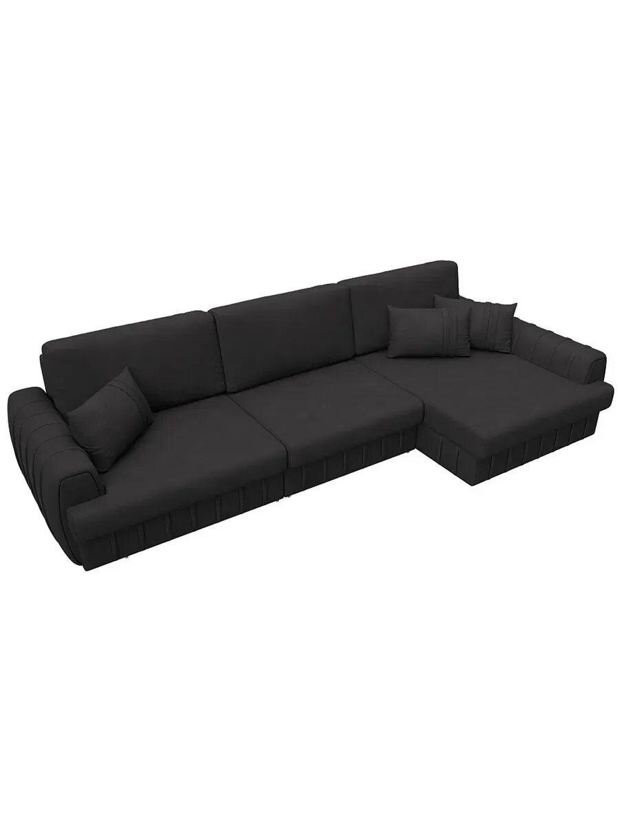 Большой угловой диван Монако, 337x93x163 см, спальное место 143х292 см, пружинный матрас, ящик для белья, угол справа, замша