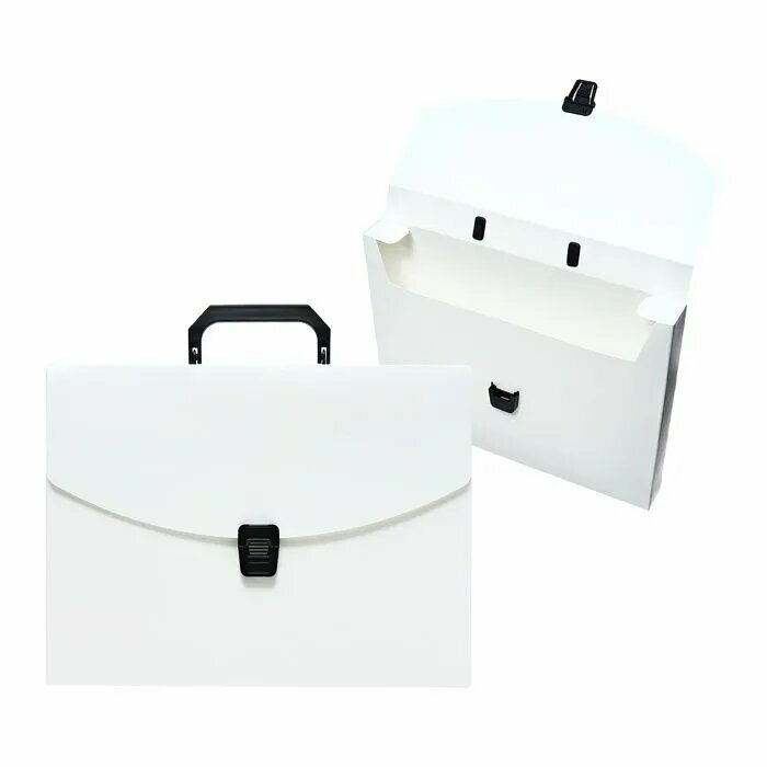 Папка-портфель канцелярский Calligrata 1 отделение, сумка пластиковая с ручкой для документов и бумаг, формат А4, цвет белый