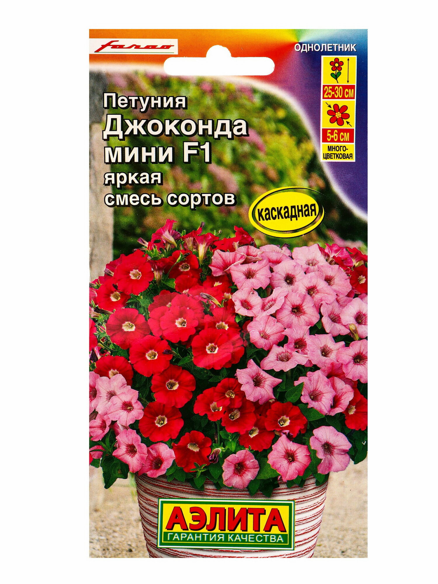 Семена цветов Петуния Джоконда мини F1 яркая, смесь сортов, вид: петуния