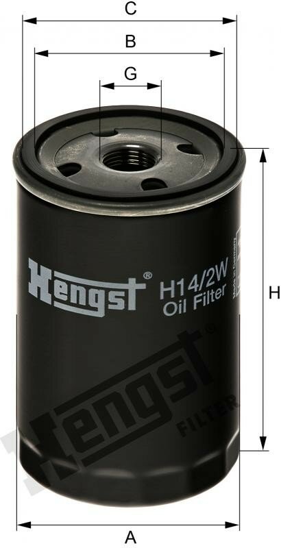 Фильтр масляный HENGST H14/2W Audi 80, 100, A6, Vw Golf, Passat, Vento 1, 3-2, 0, Ford Zetec, Dohc Mondeo, Focus, Scorpio