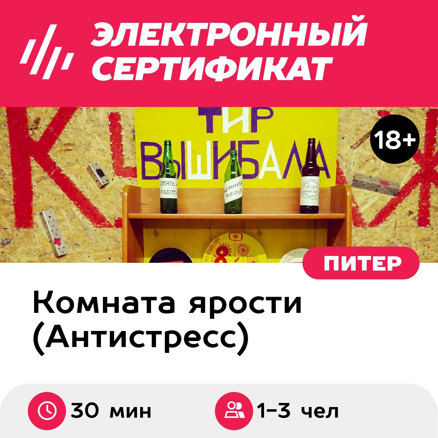 Подарочный сертификат Копинг. Программа Тир Вышибала, для 1-3 человек (30 минут)