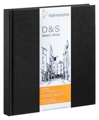 Блокнот для эскизов «D&S», 140г, 19,5х19,5см, 80л, жёсткая обложка, чёрный