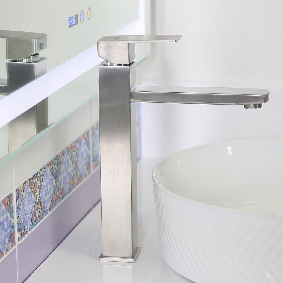 Смеситель для накладной раковины MELANA Cubo (610202) нержавеющая сталь