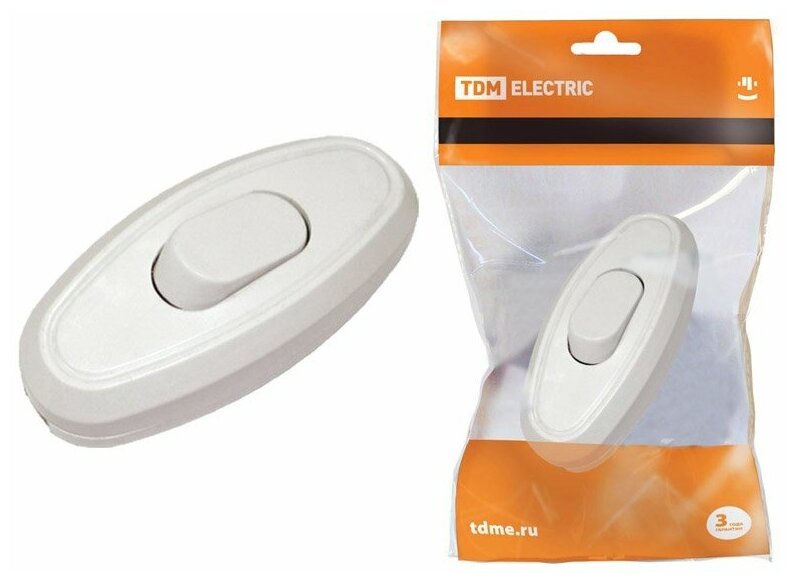 Выключатель TDM ELECTRIC на шнур, 6А 250В, белый {SQ1806-0021} 1 шт