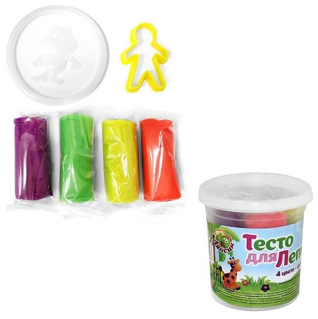 Набор для творчества Тесто для лепки 4 цв.+формочка-катер П116