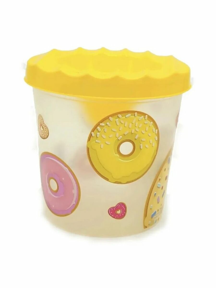Стакан-непроливайка желтый "Пончики"- одинарный, 210 мл