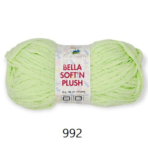 Пряжа "BELLA SOFT N PLUSH" 100% Полиамид, 50гр/105м, (992- Св. салатовый) 1 упаковка (10 мотков)