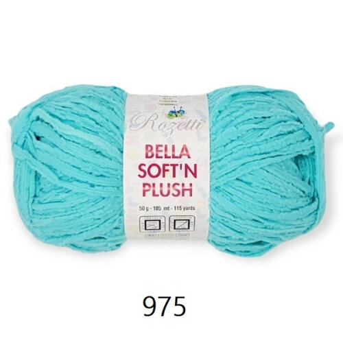 Пряжа "BELLA SOFT N PLUSH" 100% Полиамид, 50гр/105м, (975- Бирюзовый) 1 упаковка (10 мотков)