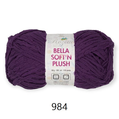 Пряжа "BELLA SOFT N PLUSH" 100% Полиамид, 50гр/105м, (984- Слива) 1 упаковка (10 мотков)