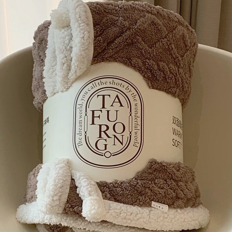 Кросс-бордерное новое однотонное удобное хлопковое вельветовое жаккардовое одеяло, двустороннее одеяло из овечьей шерсти, фланелевое одеяло, коралловое флисовое подарочное одеяло