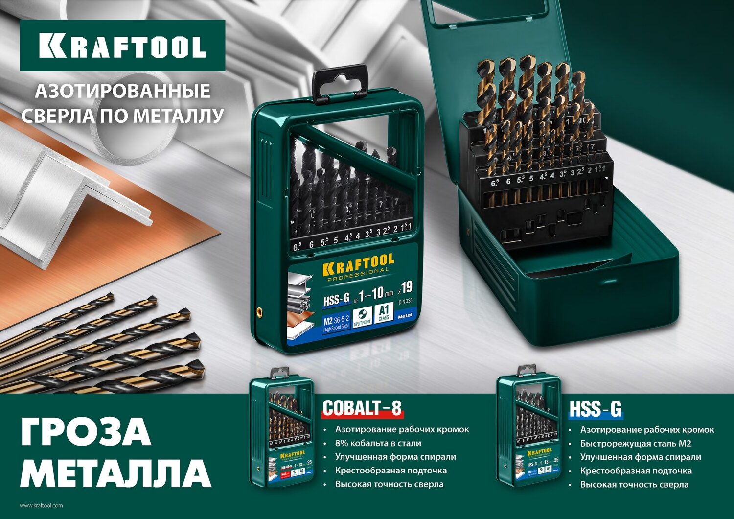 Сверло по металлу KRAFTOOL 8.5x117мм, HSS-G 29651-8.5