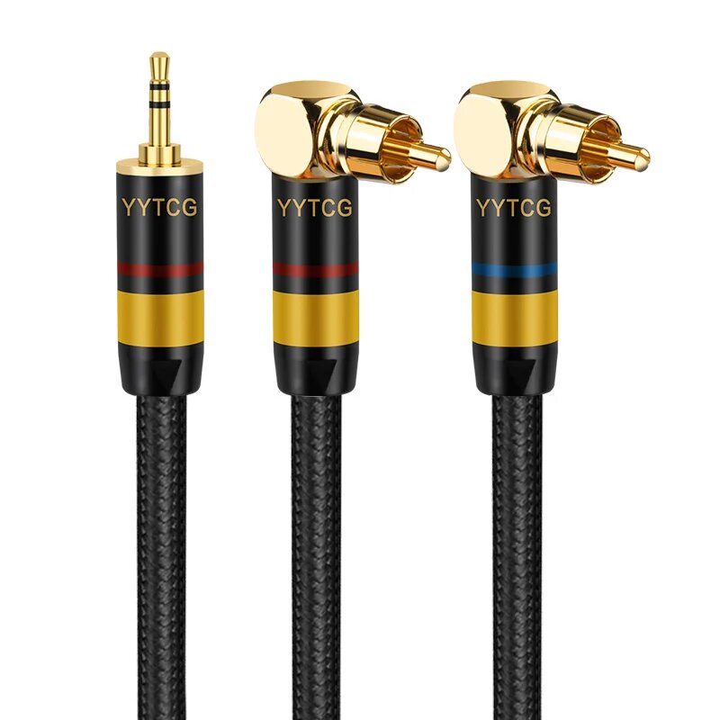 YYTCG Hi-Fi стерео аудиокабель 3,5 мм на 2RCA 3,5 разъема на 2 RCA штекера адаптер-сплиттер для усилителей аудиокабель для домашнего кинотеатра