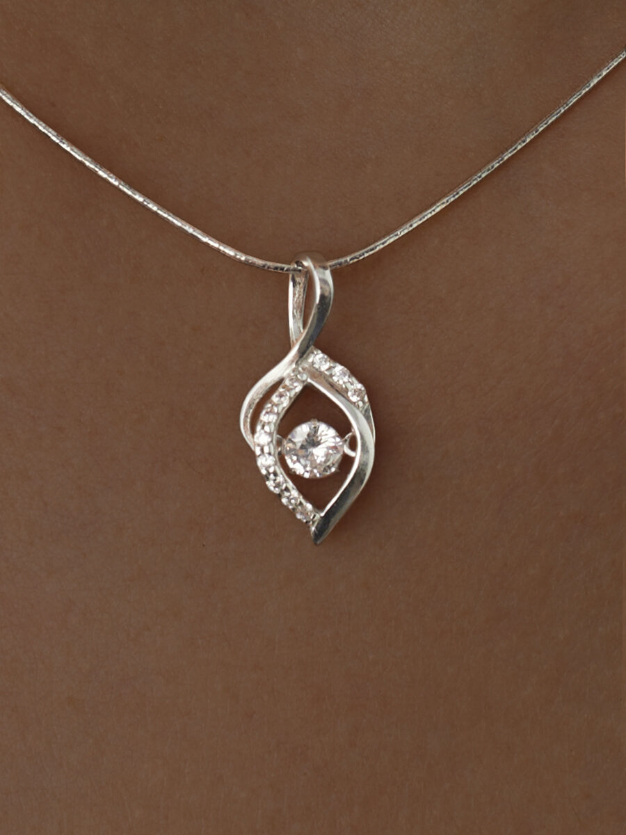 Подвеска, серебро, 925 проба, родирование, фианит