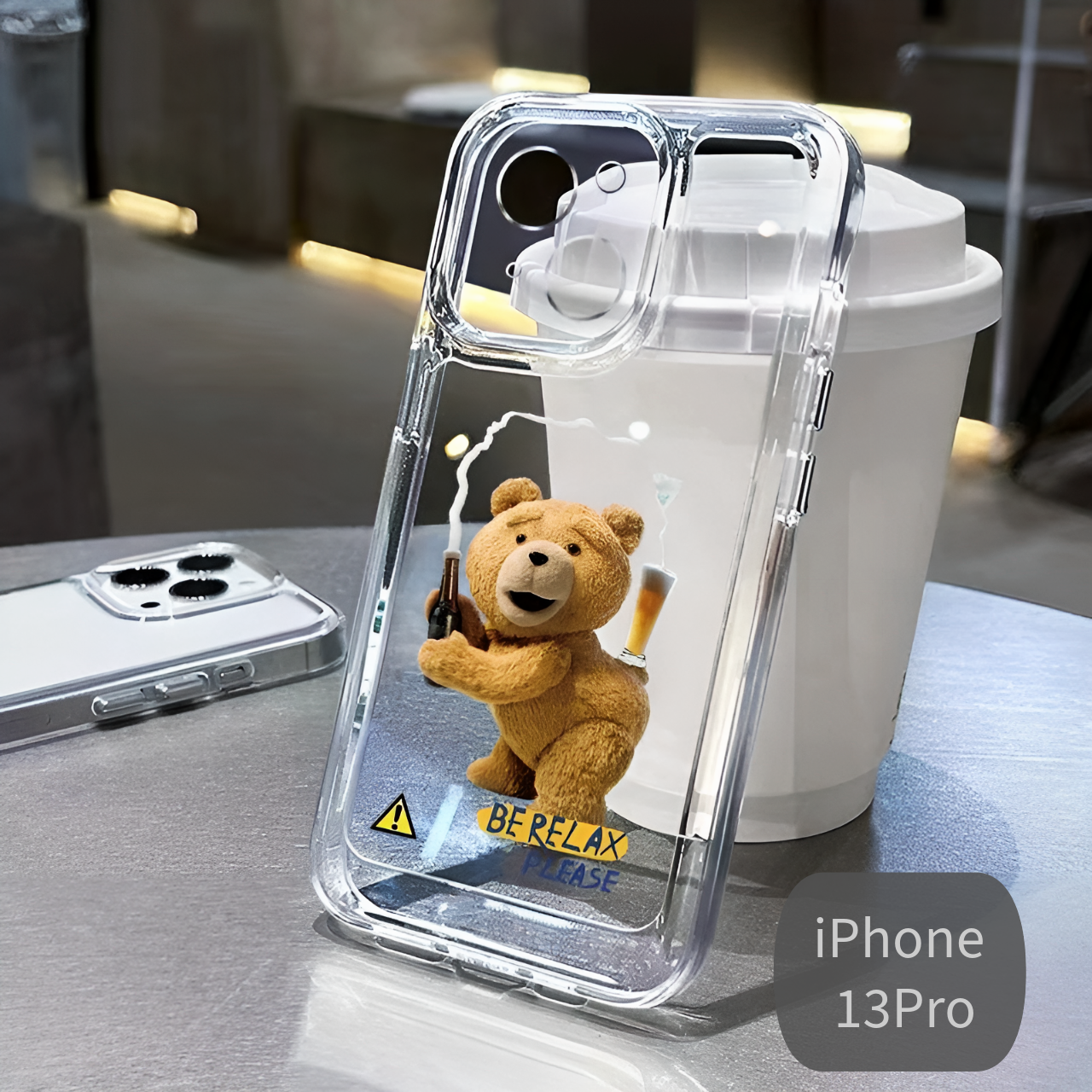 Чехол на айфон 13 про с мишкой Тедди Be Relax (светлый) - Чехол iPhone 13 pro с мишкой Teddy