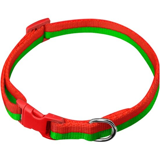 Ошейник Zooone пряжка-пластик 10 мм х 30 см, (красно-зеленый) 70-0874