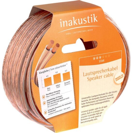 Кабель акустический Inakustik Star LS-Reels, 2 x 2.5 mm2, 10 м.