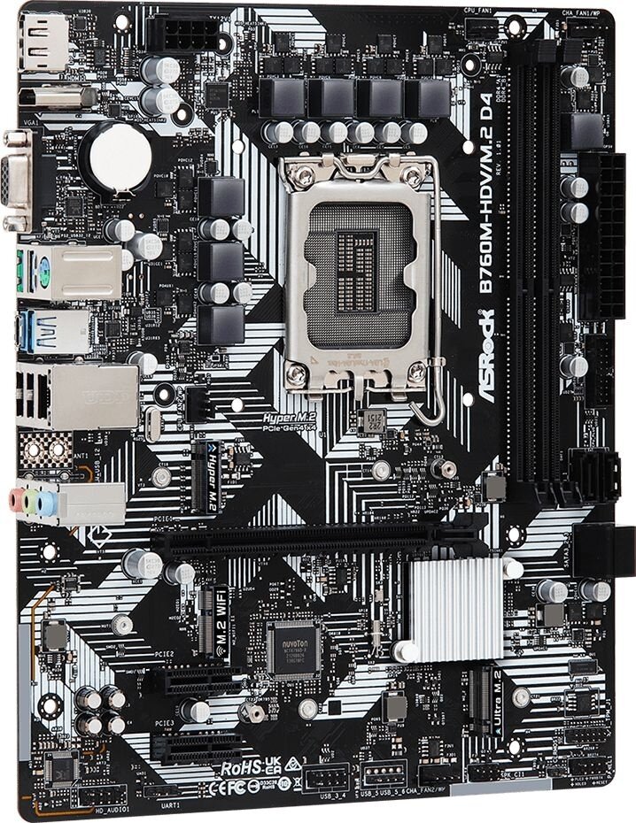 Материнская плата ASROCK B760M-HDV/M.2 D4 Soc-1700 Intel B760 2xDDR4 mATX AC`97 8ch(7.1) GbLAN RAID+VGA+HDMI+DP