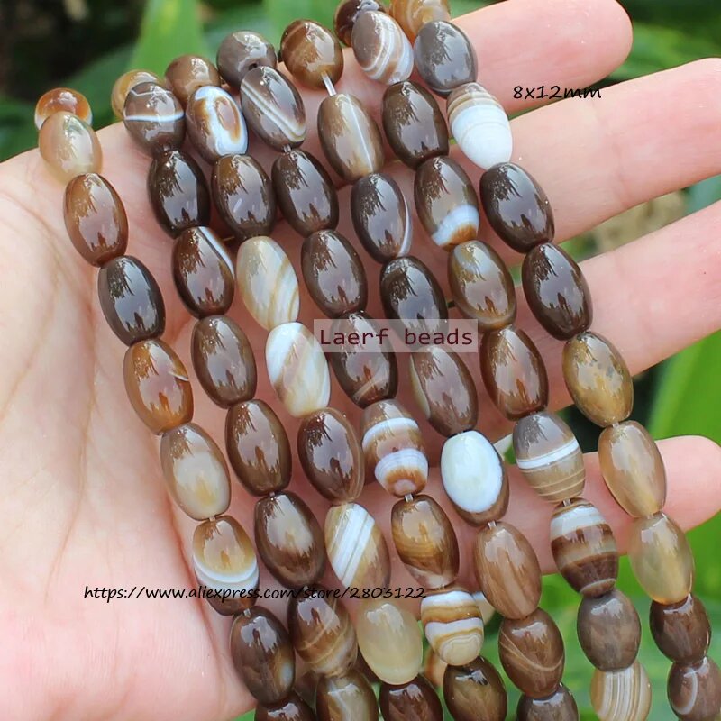 Овальные бусины из ботсванского агата Laerf Beads 8x12mm 32pcs