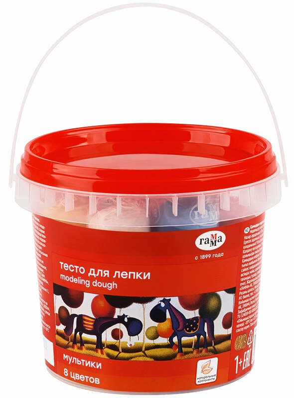 Тесто для лепки "Мультики" 8 цветов по 25 грамм (пластиковая