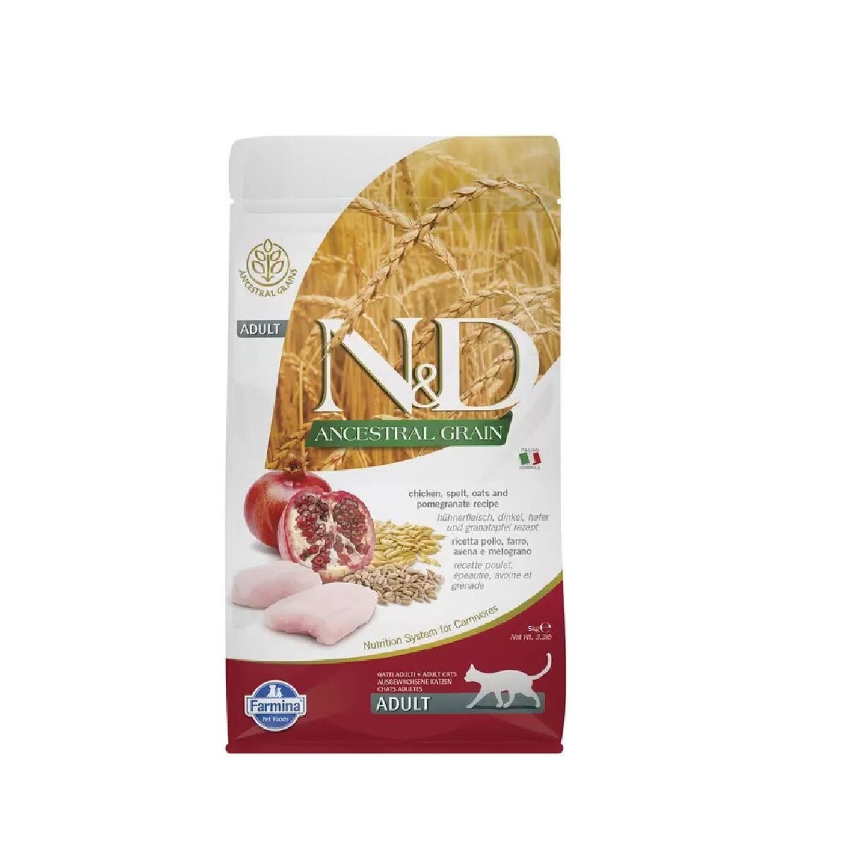 Сухой корм FARMINA ND ANCESTRAL GRAIN CAT Chicken Pomegrante Adult для взрослых кошек с курицей и гранатом 5кг