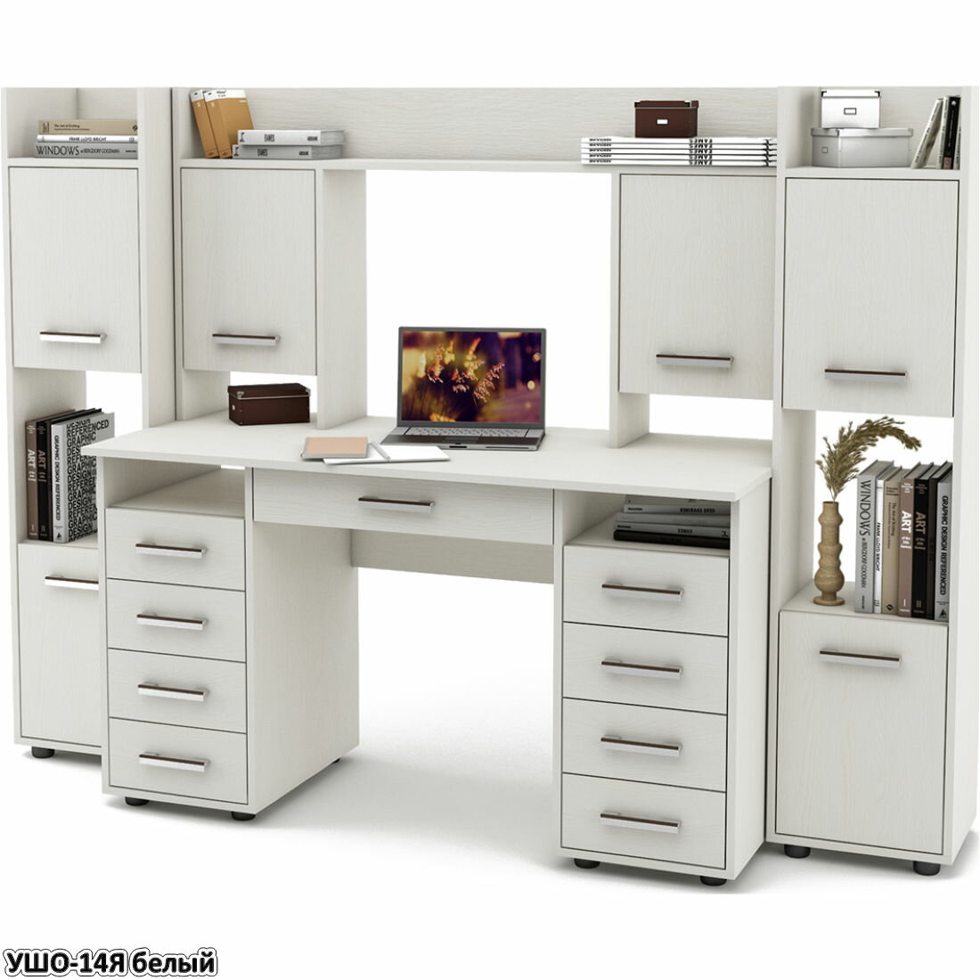 Уголок школьника Остин-14Я Белый, ЛДСП, МФ Владимир VMF, 203,4х145,3х60 см.