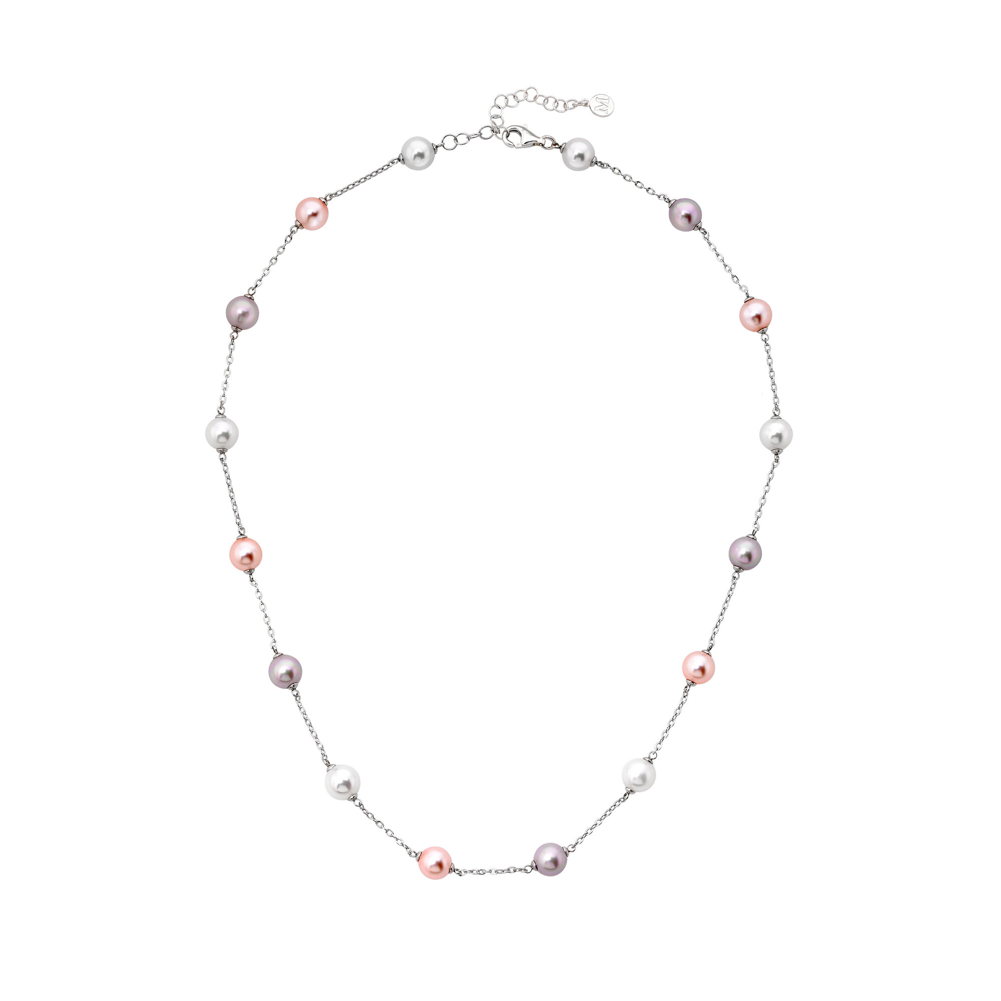 Колье, серебро, 925 проба, родирование, жемчуг