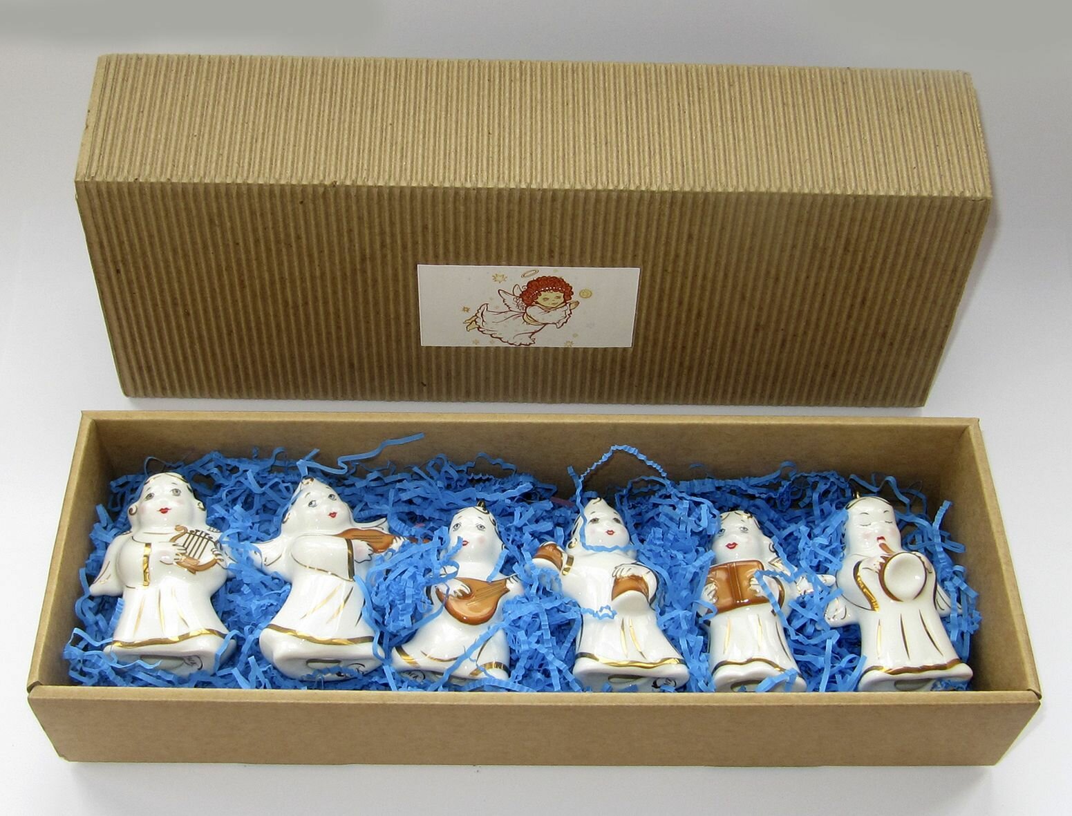 Фарфоровый набор Ёлочных игрушек "ангелочки". Авторская работа Россия.