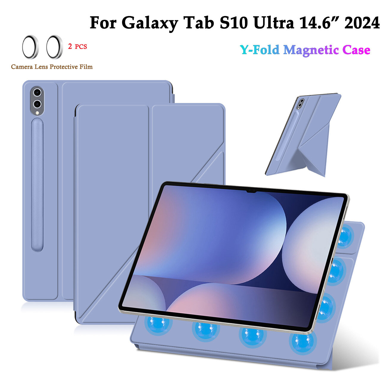 Чехол для Samsung Galaxy Tab S10 Ultra 14,6" 2024 (SM-X920 SM-X926B), Y-образный трехскладной магнитный чехол