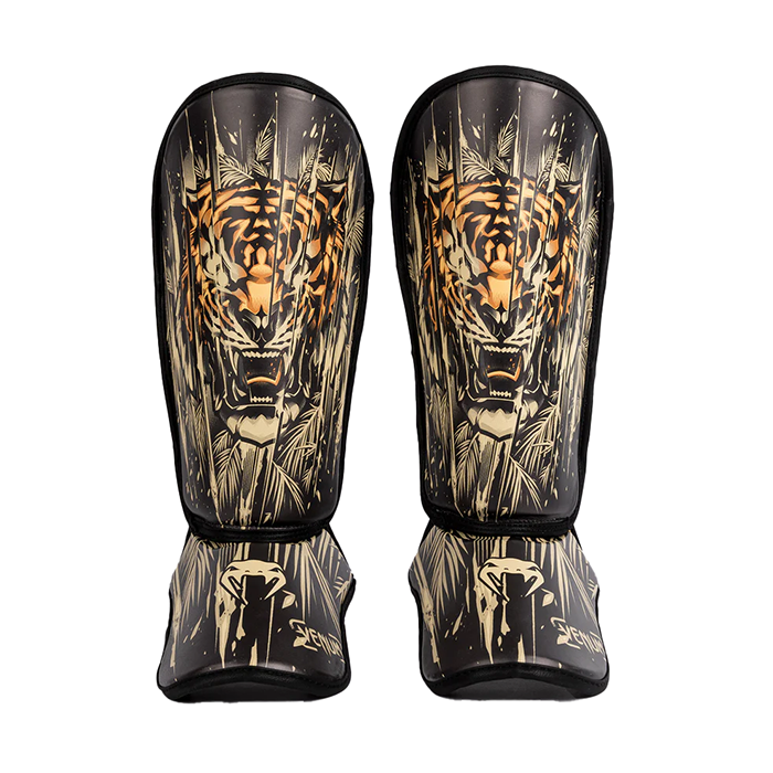 Детские щитки Venum Tiger Black/Neo Orange (L)