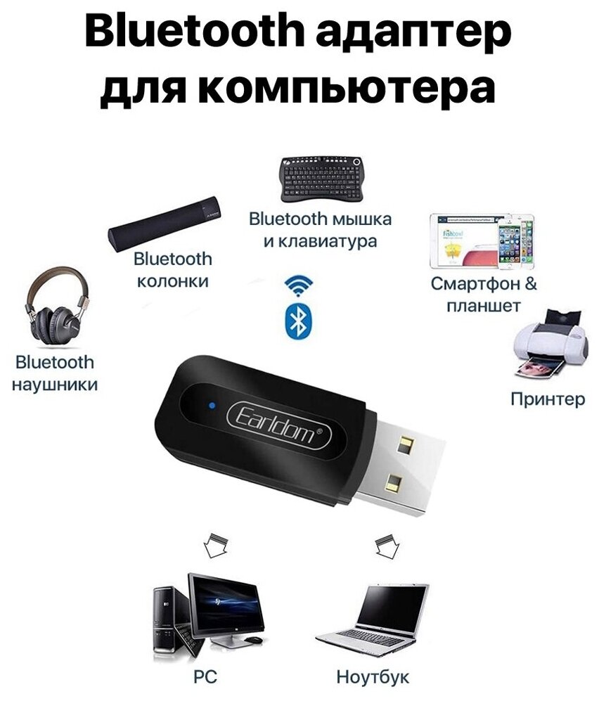 Bluetooth aux Earldom ET-M22 черный — фото 1
