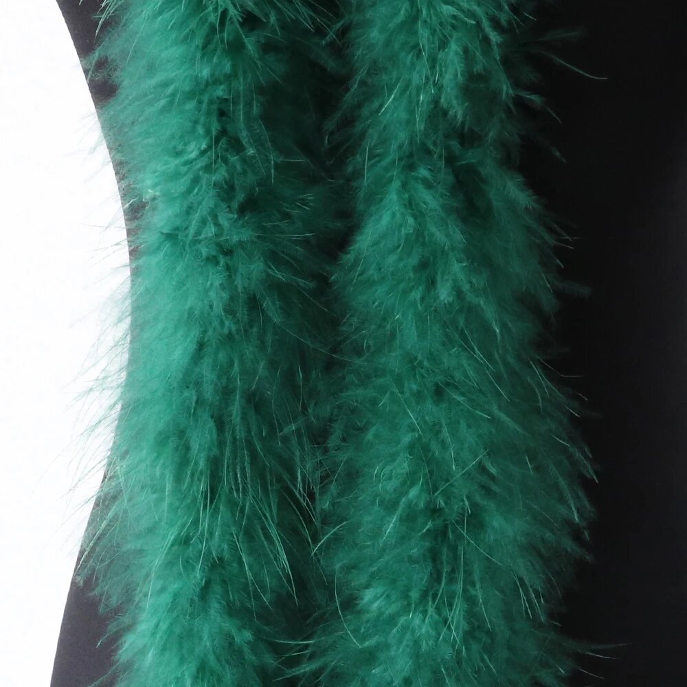 Пушистые перья индейки Марабу 2 метра, декоративные перья для рукоделия Изумрудный, 23 Dark Green