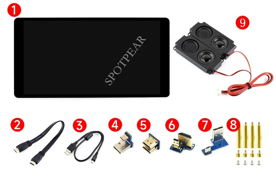 Spotpear 5.5-дюймовый сенсорный ЖК-экран 2K HDMI для Raspberry Pi LCD with Speaker