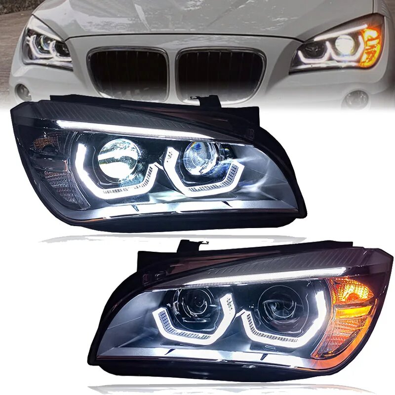 Пара автомобильных фар для BMW X1 E84 F49 2010-2015, модифицированный светодиодный DRL, передняя лампа «ангельский глаз», автомобильные аксессуары в сборе For Original Halogen