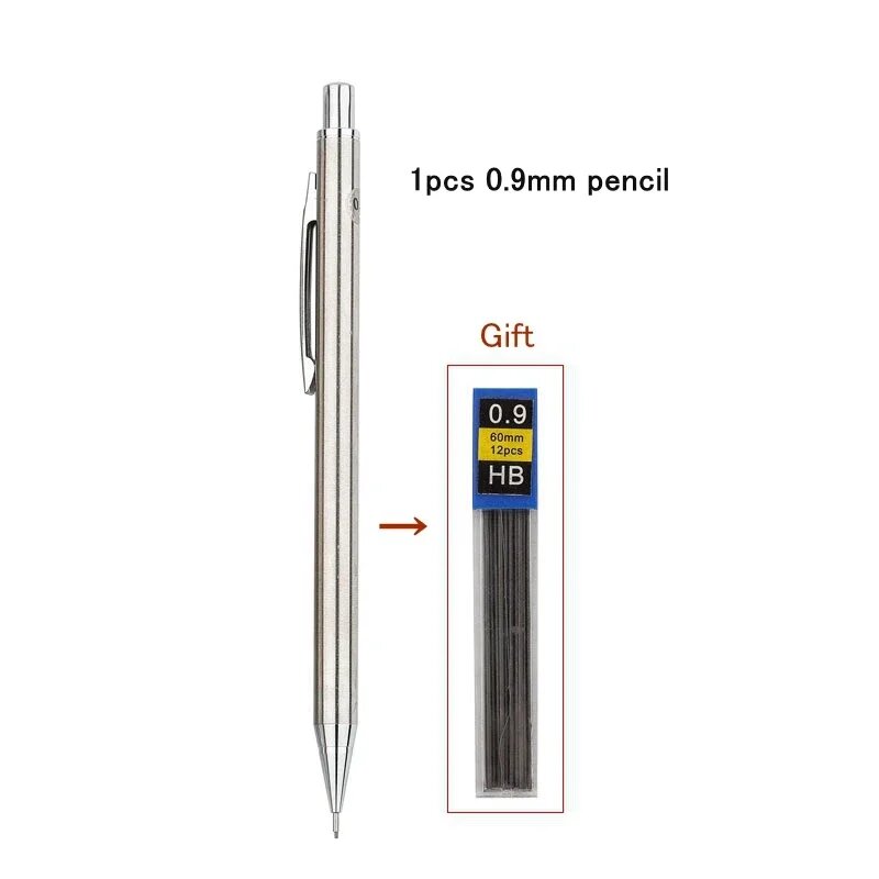 Механические карандаши Hopk серебристого цвета 0.3/0.5/0.7/0.9/1.3/2.0 мм 1pcs 0.9mm pencil