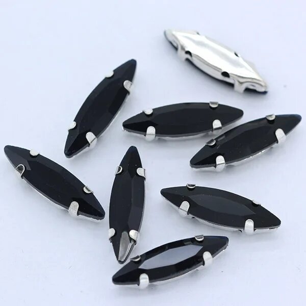 Стразы QiARSOYOO 24 цветов 4x15 мм каплевидные Черный, Black