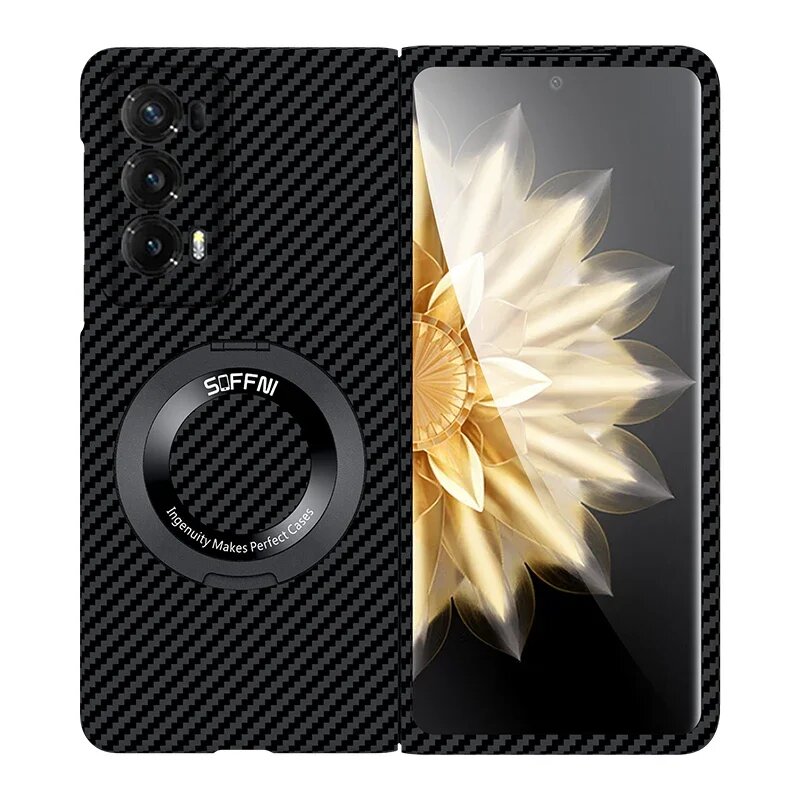Пластиковый чехол из углеродного волокна для Honor Magic V2 5G, чехол-подставка, магнитная беспроводная поддержка, защитный чехол Magsafe